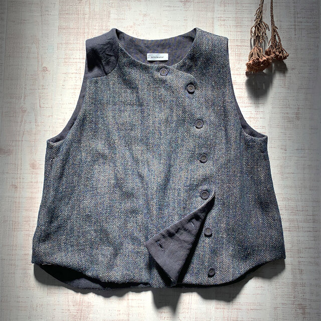odd vest (navy) | iichi ハンドメイド・クラフト作品・手仕事品の通販
