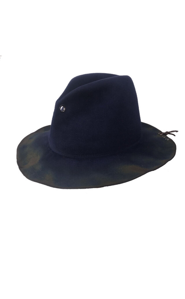 Eyelet navy rabbit fedora Hat | iichi ハンドメイド・クラフト作品・手仕事品の通販