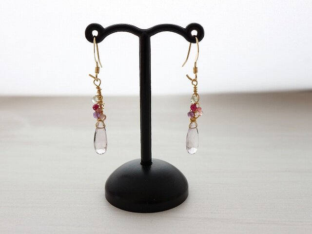 2月誕生石＊ピンクアメジスト＊マルチカラージェム＊14kgfピアス＊no．377 | iichi ハンドメイド・クラフト作品・手仕事品の通販