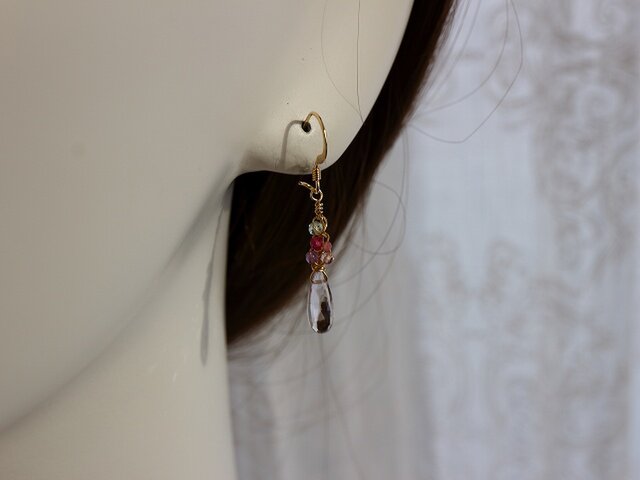 2月誕生石＊ピンクアメジスト＊マルチカラージェム＊14kgfピアス＊no．377 | iichi ハンドメイド・クラフト作品・手仕事品の通販