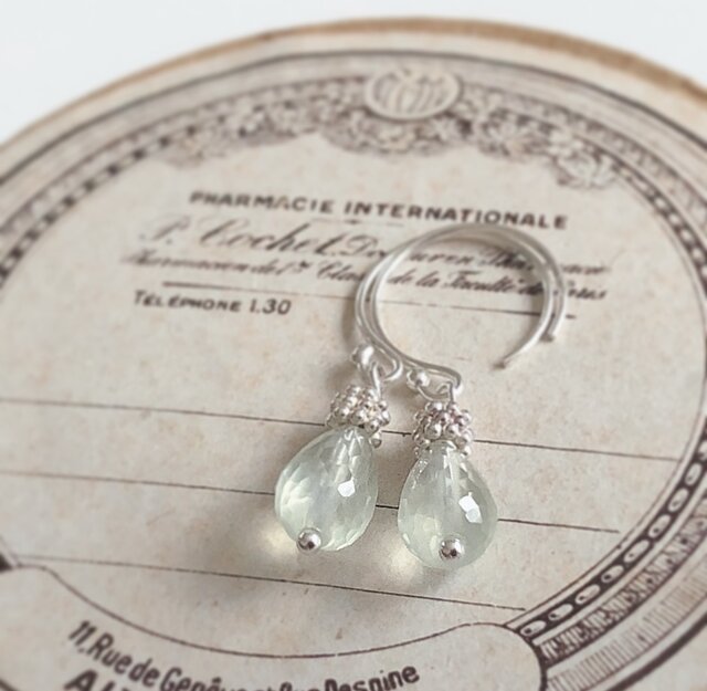 prehnite*silver pierce | iichi ハンドメイド・クラフト作品・手仕事品の通販