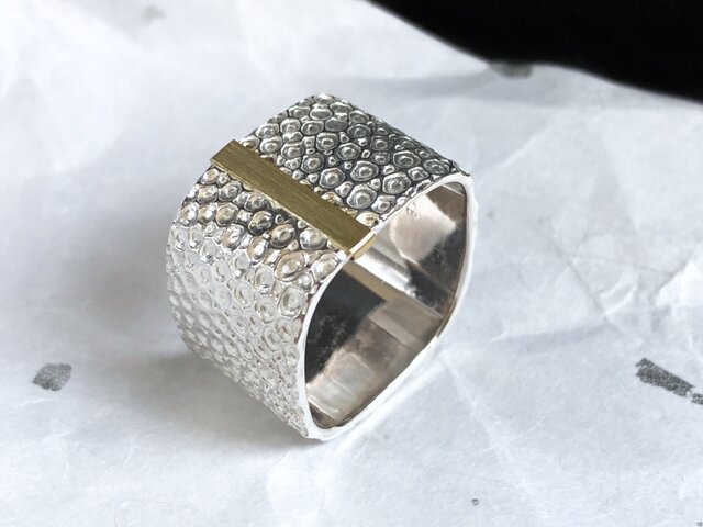 SV925 K18YG rounded square ring W | iichi ハンドメイド・クラフト作品・手仕事品の通販