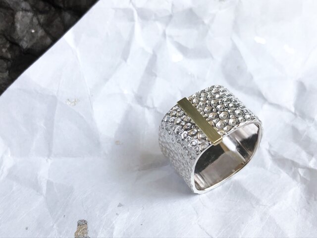 SV925 K18YG rounded square ring W | iichi ハンドメイド・クラフト作品・手仕事品の通販