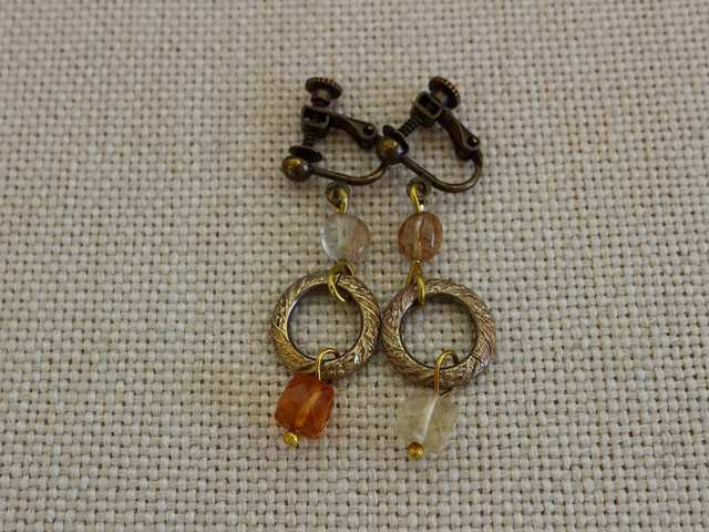 ヘソナイトガーネット＊真鍮リング＊ヴィンテージ＊フレンチスタイル＊14kgfピアス＊no.398 | iichi ハンドメイド・クラフト作品・手仕事品の通販