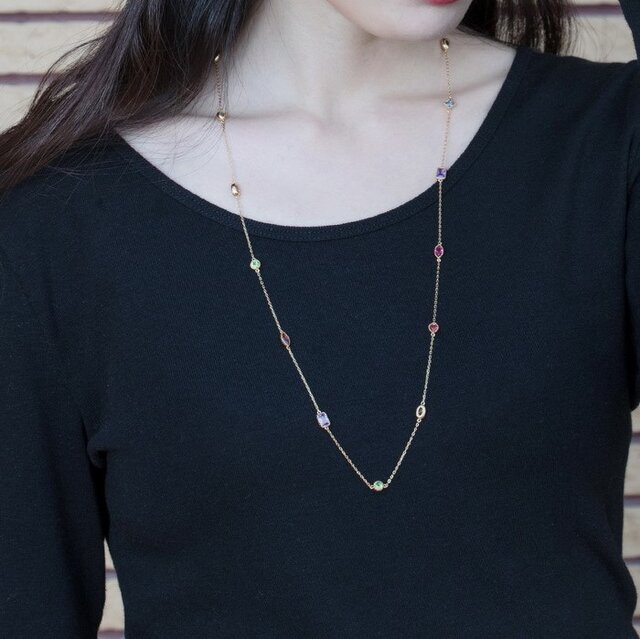 ＜受注制作＞ネックレス カラフル シルバー925 ジルコニア 0155 | iichi 日々の暮らしを心地よくするハンドメイドやアンティークのマーケットプレイス