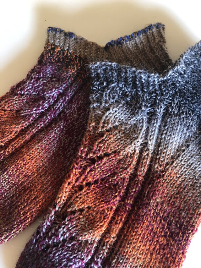 No.313春ショートソックス 南国の夕陽 | iichi ハンドメイド・クラフト作品・手仕事品の通販