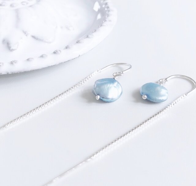 sky blue*pearl*pierce | iichi ハンドメイド・クラフト作品・手仕事品の通販