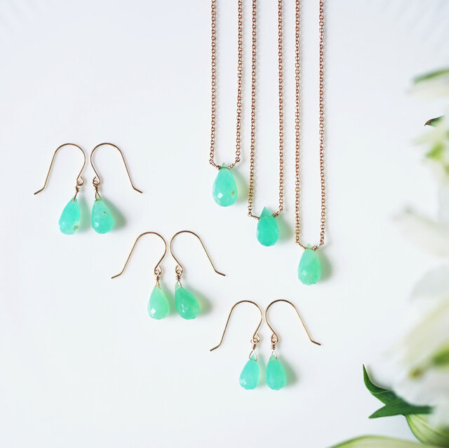 クリソプレーズのドロップカットネックレス ～Lara | iichi - ハンドメイド・アンティーク・食品・ギフト・手作り