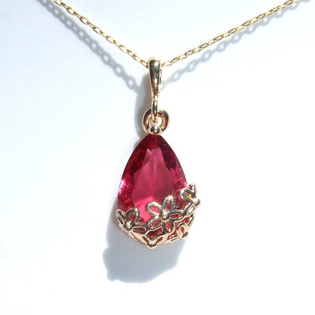 ☆送料無料☆ ロゼCZ花雫超極細ネックレス（K16GP | iichi ハンドメイド・クラフト作品・手仕事品の通販