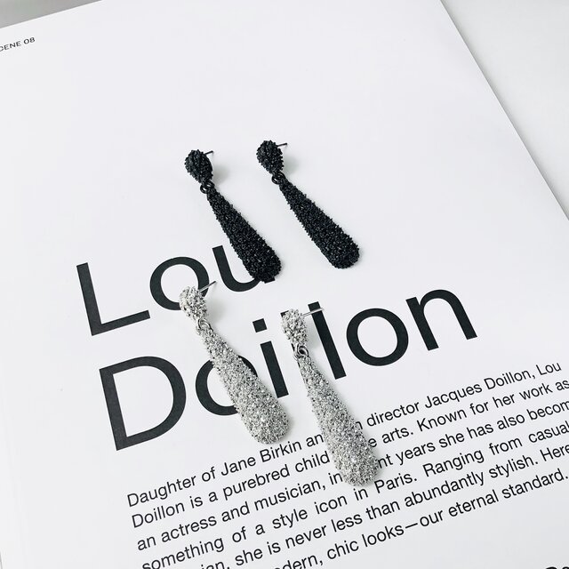 2color tear drop pierce | iichi ハンドメイド・クラフト作品・手仕事品の通販