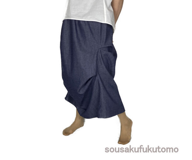 立体デニムドレープスカート | iichi ハンドメイド・クラフト作品・手仕事品の通販