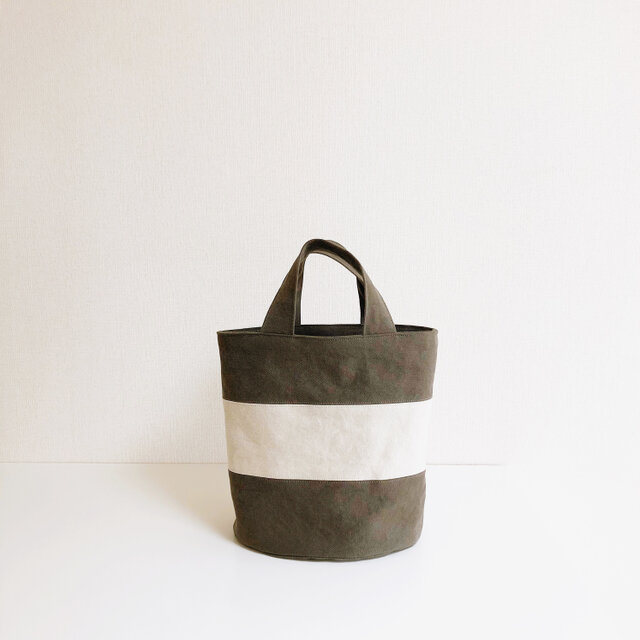 OVALTOTE - stripe - (M) / amber & ecru | iichi ハンドメイド・クラフト作品・手仕事品の通販