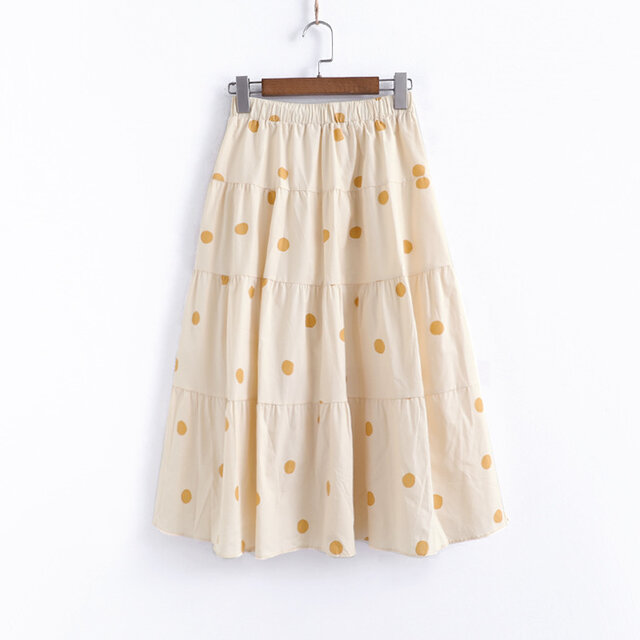 イエロー/パープル/ブラック ドットのスカート ロングスカート | iichi ハンドメイド・クラフト作品・手仕事品の通販