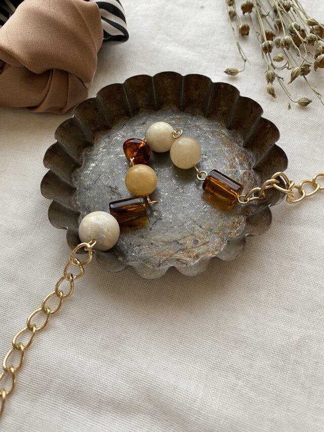 Statement Necklace：Yellow jade | iichi ハンドメイド・クラフト作品・手仕事品の通販