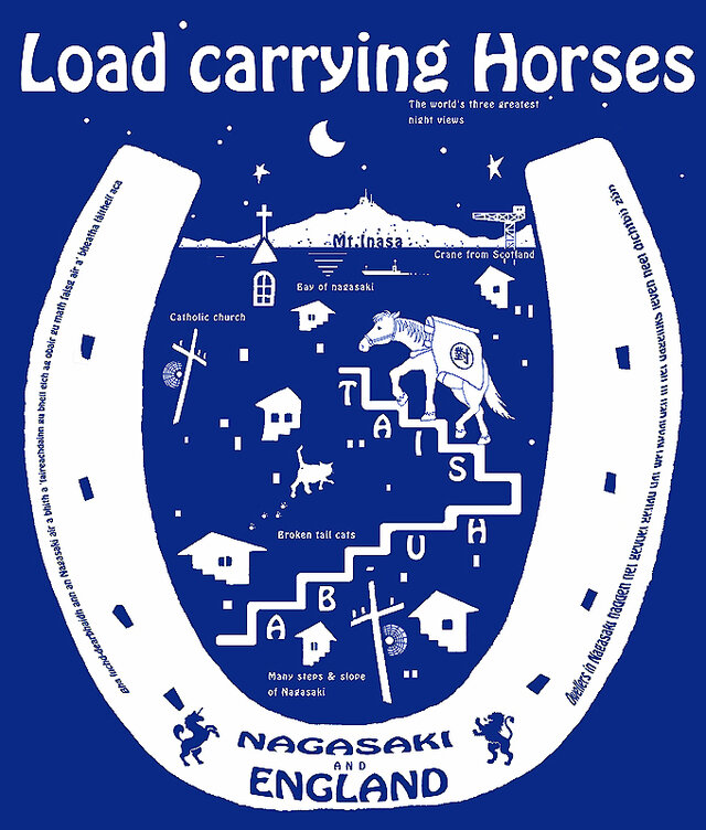 レディース・フィットTシャツ 長崎と対州馬 レッド／ENGLAND | iichi ハンドメイド・クラフト作品・手仕事品の通販