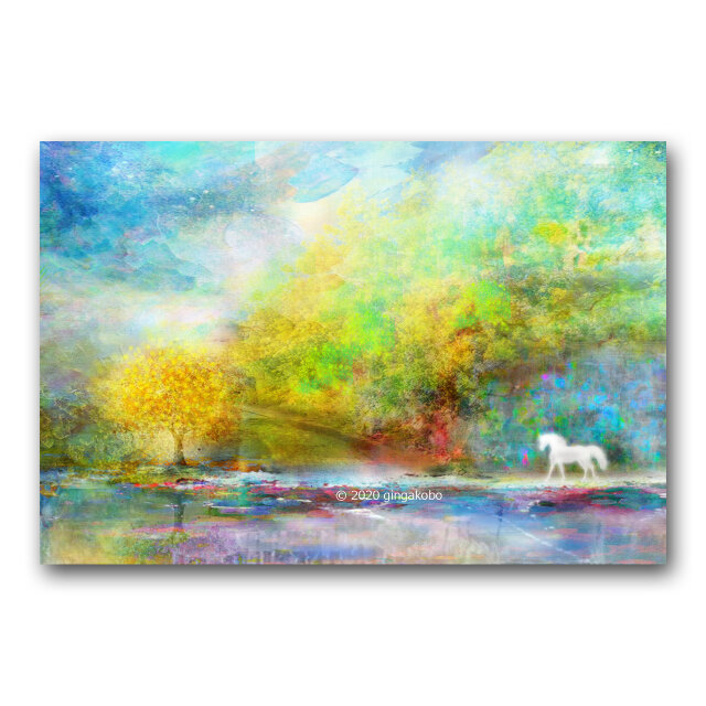 「聖なる静の里」 ほっこり癒しのイラストポストカード2枚組 No.1079 | iichi ハンドメイド・クラフト作品・手仕事品の通販