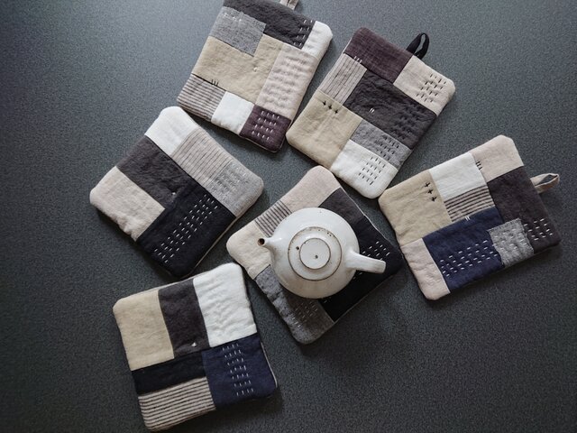 つぎはぎなべつかみ ”mono ” | iichi ハンドメイド・クラフト作品・手仕事品の通販