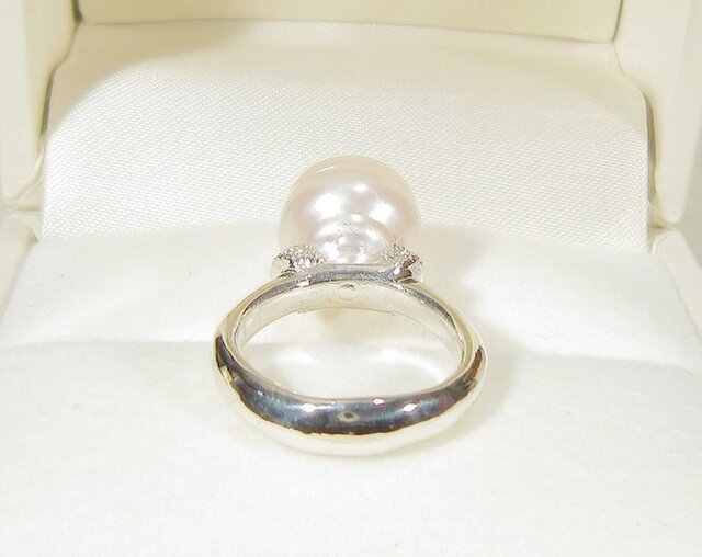 10.50ct南洋真珠とSV925、再生ダイヤモンドの指輪（リングサイズ：8号、11mm、ロジウムの厚メッキ） | iichi 日々の暮らしを心地よくするハンドメイドやアンティークのマーケットプレイス