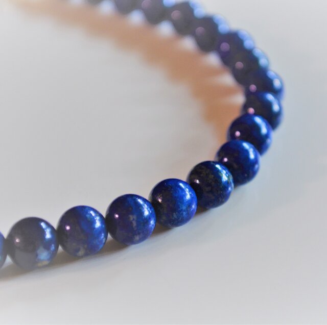 ナチュラルカラーラピスラズリのシンプルネックレス＊8mm珠＊40cm 送料無料♪ | iichi ハンドメイド・クラフト作品・手仕事品の通販
