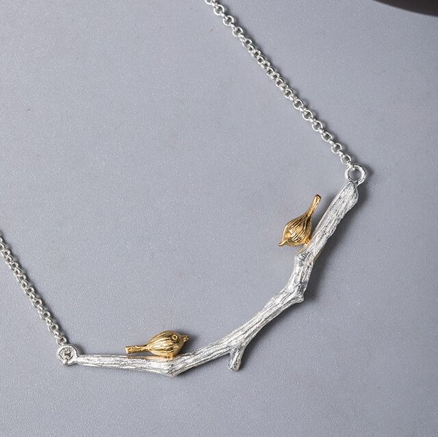 ＜受注制作＞鳥と枝のペンダント SILVER 0428 | iichi ハンドメイド・クラフト作品・手仕事品の通販