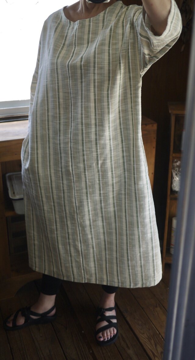 久留米絣反物シンプルワンピース | iichi ハンドメイド・クラフト作品・手仕事品の通販