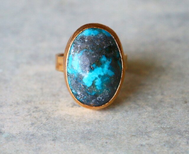 古代スタイル＊天然アリゾナターコイズ 指輪＊10号 GP | iichi 日々の暮らしを心地よくするハンドメイドやアンティークのマーケットプレイス