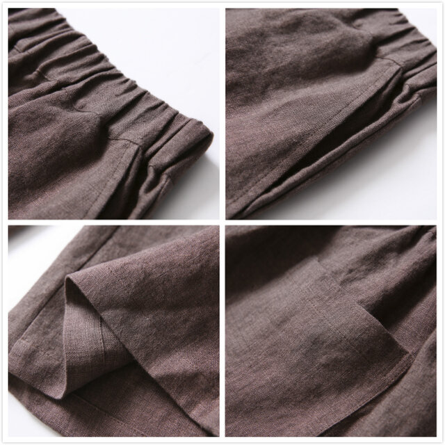 ウエストが楽な着やせワイドパンツ 三色 茶色 200907-2 | iichi ハンドメイド・クラフト作品・手仕事品の通販