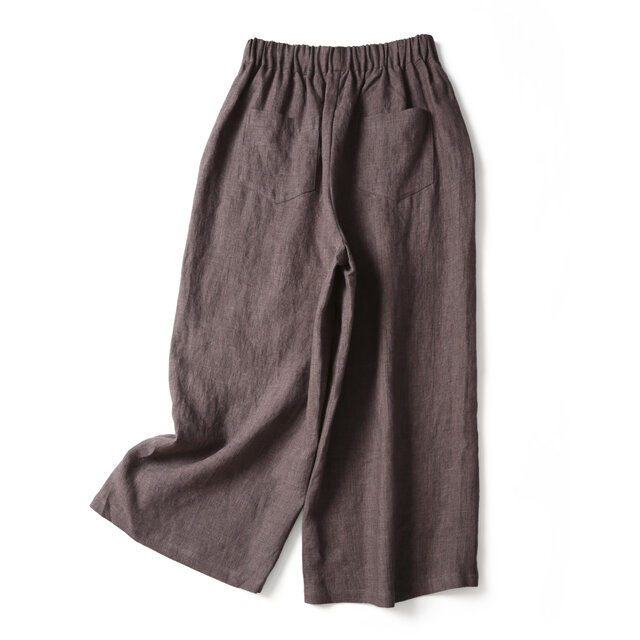 ウエストが楽な着やせワイドパンツ 三色 茶色 200907-2 | iichi ハンドメイド・クラフト作品・手仕事品の通販