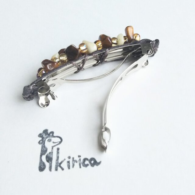 天然石の秋色バレッタ 小 (B品 一点限定)(#824) | iichi ハンドメイド・クラフト作品・手仕事品の通販