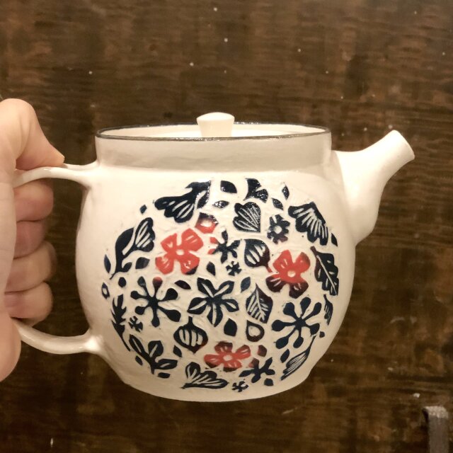 kakiotoshi teapot — 赤い花と渡り鳥 | iichi ハンドメイド・クラフト作品・手仕事品の通販