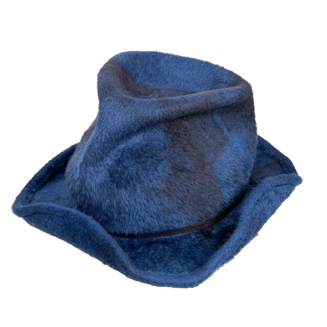 Crush fedora beaver hat (blue) | iichi ハンドメイド・クラフト作品・手仕事品の通販