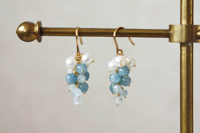 No. 749 淡水パールとアクアマリンのピアス | iichi ハンドメイド・クラフト作品・手仕事品の通販