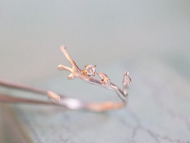 18K & Sterling Silver Diamond Twig Ring | iichi ハンドメイド・クラフト作品・手仕事品の通販