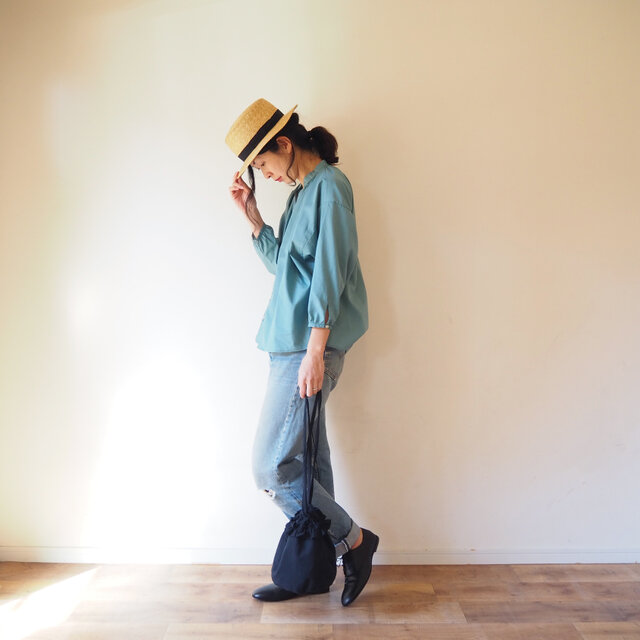 Cotton typewriter button gather blouse | iichi ハンドメイド・クラフト作品・手仕事品の通販