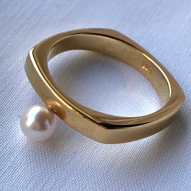 Pearl Square Ring-Silver＋Akoya pearl | iichi ハンドメイド・クラフト作品・手仕事品の通販