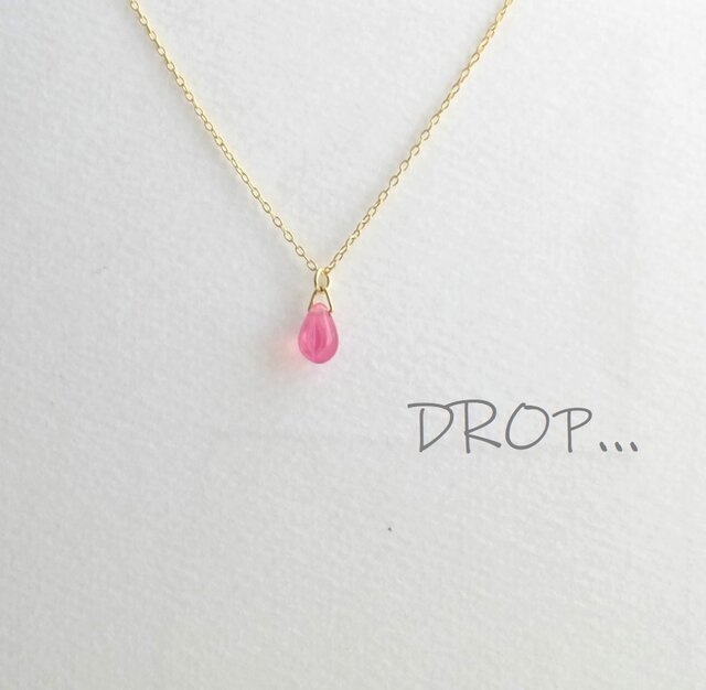 d294-G145 マーブル ピンク しずく ドロップ ネックレス | iichi ハンドメイド・クラフト作品・手仕事品の通販