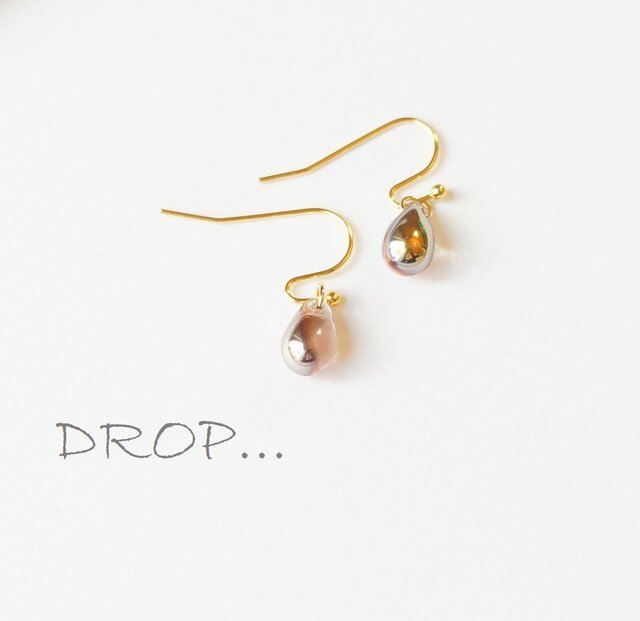 d59-G31【ゴールド＆ブロンズ】しずくドロップのシンプルピアス(パーツ変更可能) | iichi 日々の暮らしを心地よくするハンドメイドやアンティークのマーケットプレイス