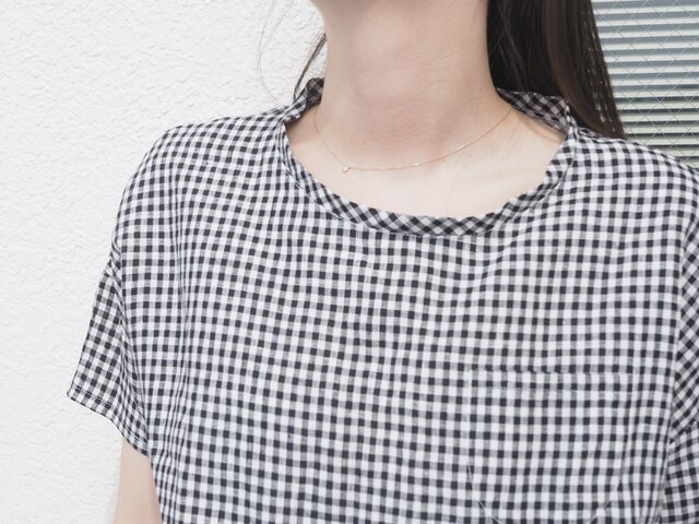 リネン半袖ギンガムチェックトップス No.153 | iichi 日々の暮らしを心地よくするハンドメイドやアンティークのマーケットプレイス