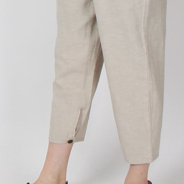 【SALE 30％OFF】リネンコットンスリットパンツ Lサイズ(グレージュ) | iichi 日々の暮らしを心地よくするハンドメイドやアンティークのマーケットプレイス