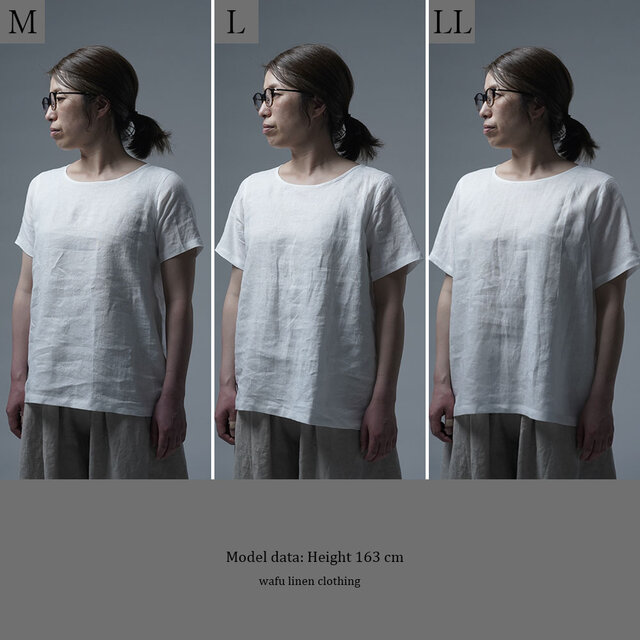 【LLサイズ】【wafu】ふわっと 軽くやさしい 雅亜麻 Linen Top リネンTシャツ /白色 p015a-wht1-LL | iichi ハンドメイド・クラフト作品・手仕事品の通販
