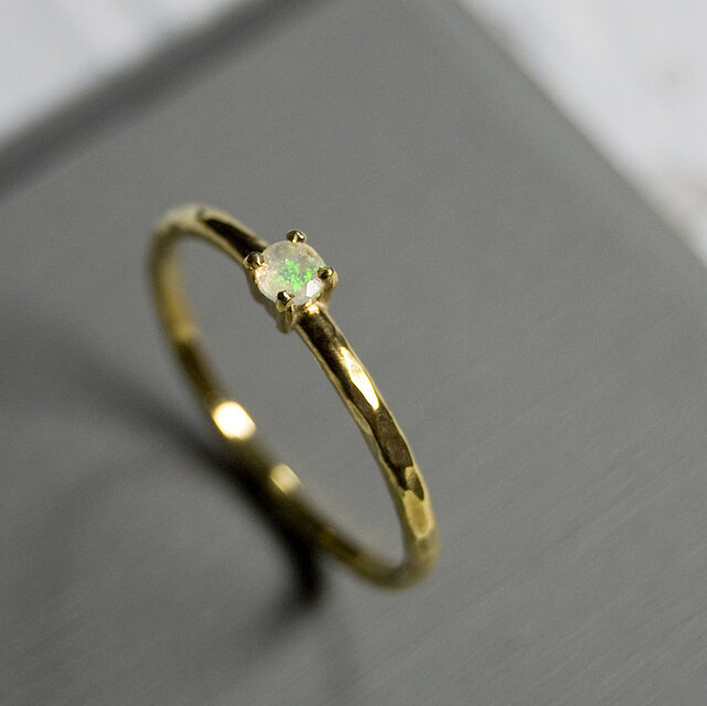 槌目 オパール ラウンド3mm K18GPプレーンリング 1.5mm幅 凸凹｜K18GP RING sv｜456 | iichi 日々の暮らしを心地よくするハンドメイドやアンティークの ...