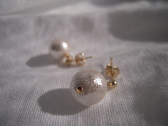 コットンパールピアス Bz-4 | iichi ハンドメイド・クラフト作品・手仕事品の通販