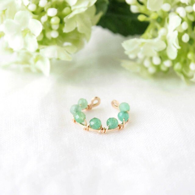 Circle Cuff（emerald）-片耳- | iichi ハンドメイド・クラフト作品・手仕事品の通販