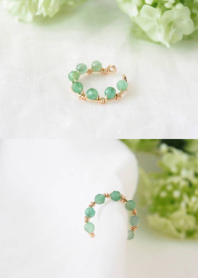 Circle Cuff（emerald）-片耳- | iichi ハンドメイド・クラフト作品・手仕事品の通販