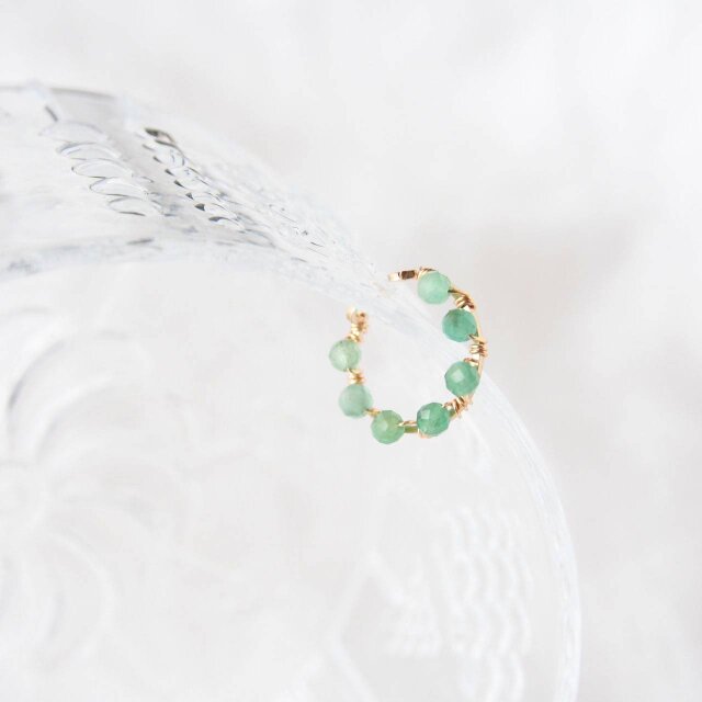 Circle Cuff（emerald）-片耳- | iichi ハンドメイド・クラフト作品・手仕事品の通販