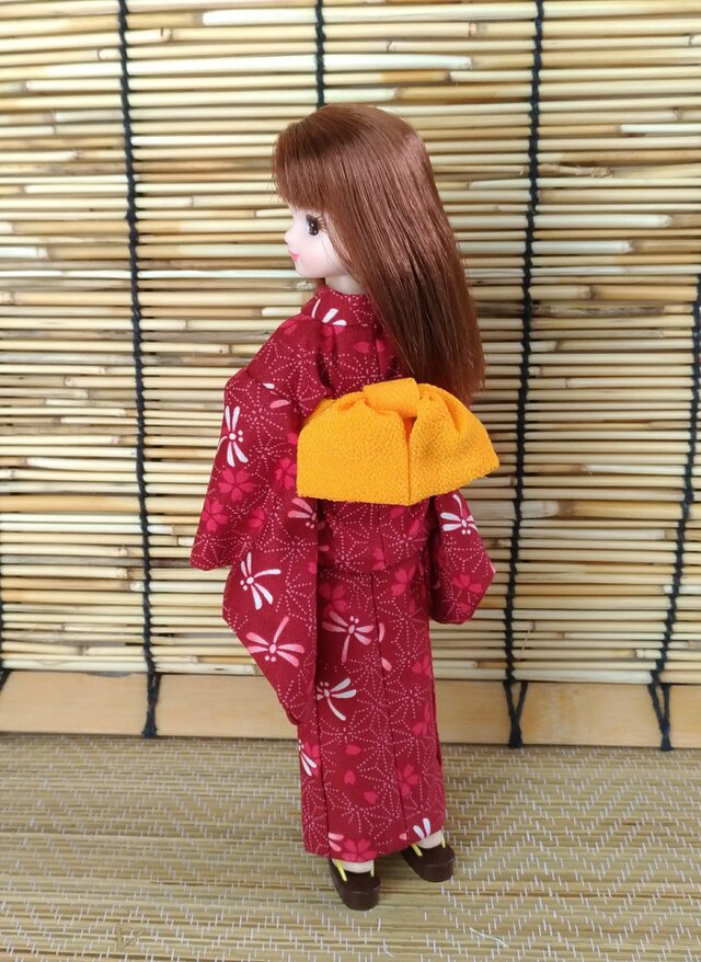 「とんぼと麻の葉…紅」22cmドール浴衣 | iichi ハンドメイド・クラフト作品・手仕事品の通販