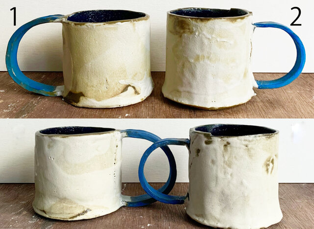 青いCハンドル内紺 マグカップ300ml | iichi ハンドメイド・クラフト作品・手仕事品の通販