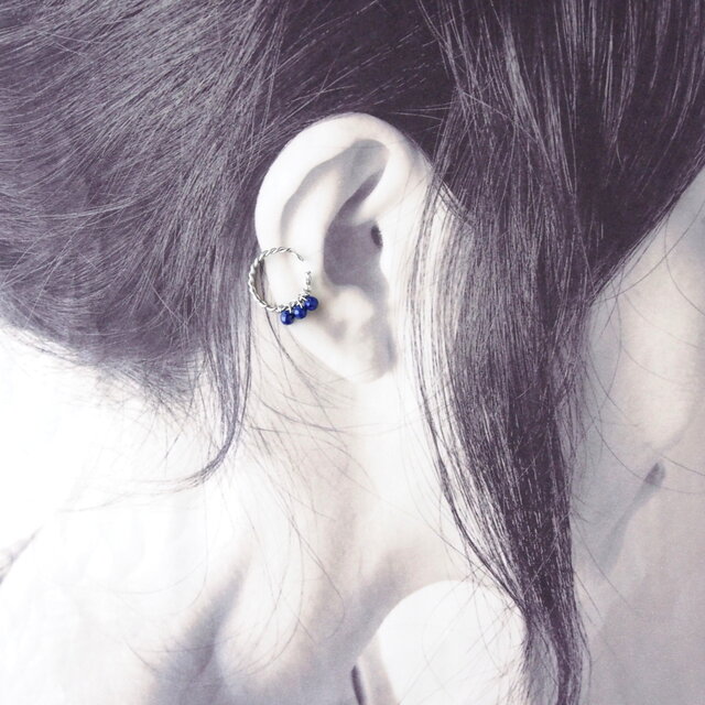Dot Twist Circle Cuff（ラピスラズリ） | iichi ハンドメイド・クラフト作品・手仕事品の通販