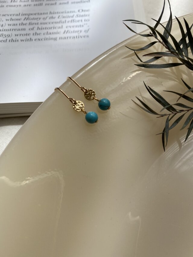 14kgf Tiny Disk＆Turquoise | iichi ハンドメイド・クラフト作品・手仕事品の通販