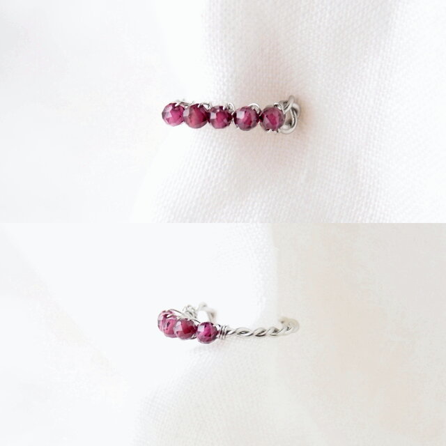 Dot Twist Circle Cuff（ロードライトガーネット） | iichi ハンドメイド・クラフト作品・手仕事品の通販